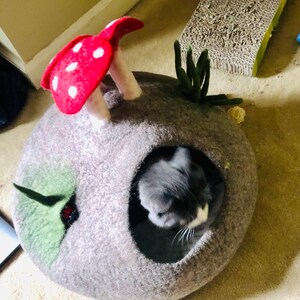 50cm Wool Felt Stripe Design Cat Bed 100% Wool Felt Cat Cave | Etsy