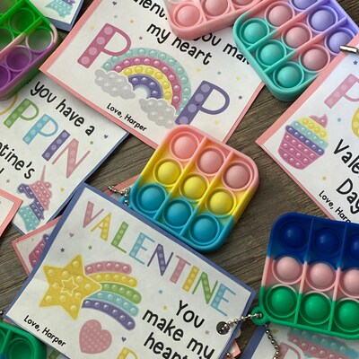 Pop It Valentine Day Card for Kids, Pop It Fidget Gift Tag, Pop It ...