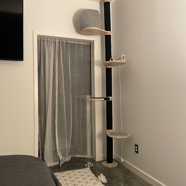 Floor to Ceiling Cat Tree, Adjustable Height Cat Tree, Cat Climbing ...