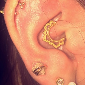 Lotus Ear Piercing, Gold Tragus Earring, Helix Piercing, Tragus Hoop ...