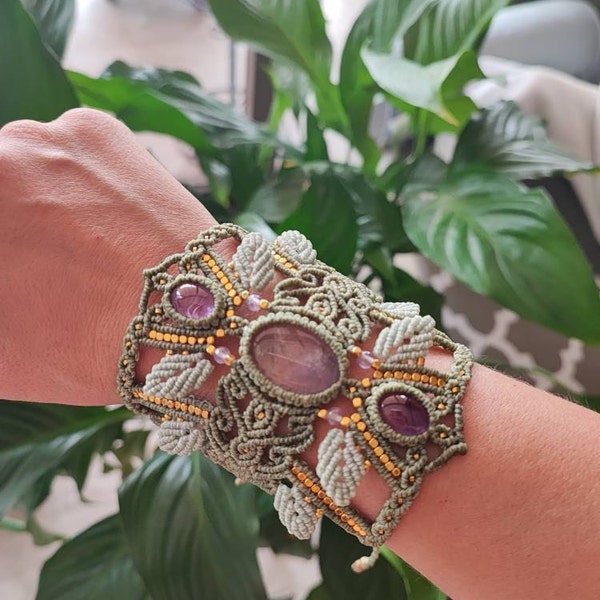 Tribal Macrame Necklace With Natural Rose Quartz, Festival Choker ...