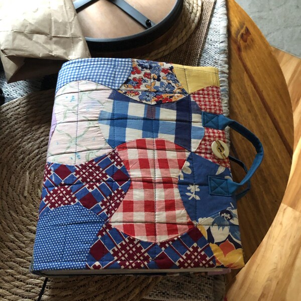 Handmade Quilted Journal Cover, Vintage Quilt Journal Cover ...