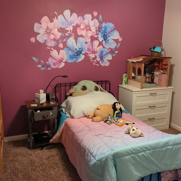 8 Large Gardenia Flower Wall Decal Set Bouquet Flowers Removable Self ...