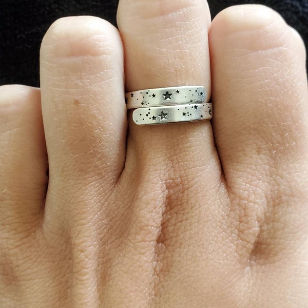 Star Ring - Sterling Silver Starry Wrap Ring - Gift for Her - Etsy