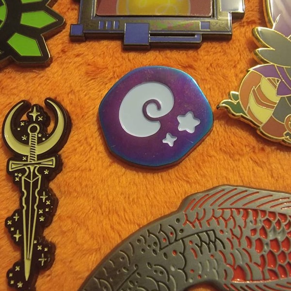 Rainbow Plated Fossil Enamel Pin - Etsy