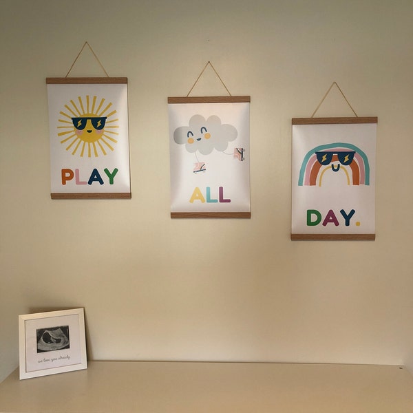 Let's Play All Day Wall Art, Set of Three, Playroom Posters, Daycare ...