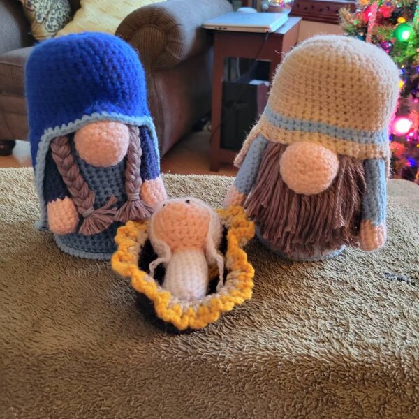 Crochet Christmas Nativity Gnomes Pattern, Amigurumi Nativity Set ...