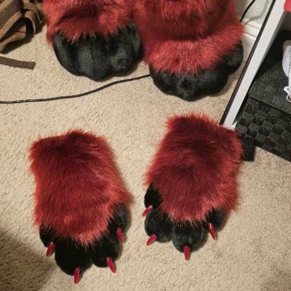 Furry Paws With Star Pattern and Colorful Style Fluffy Fursuit Partial ...