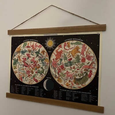 Zodiac Poster Zodiac Decor Constellation Map Print Living Room Wall Art ...