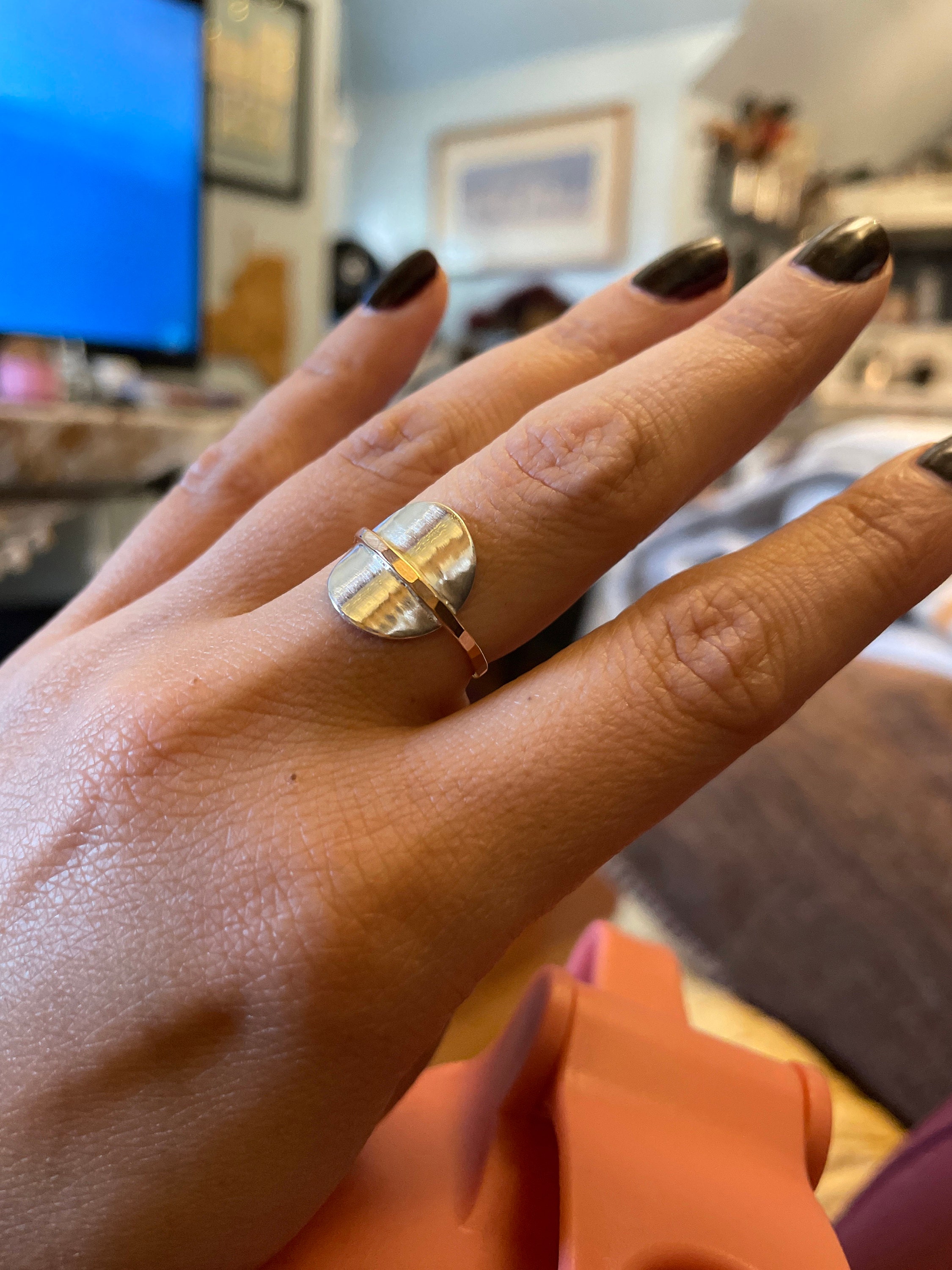Saturn Silver and Gold Ring Universe Ring Circle Ring | Etsy
