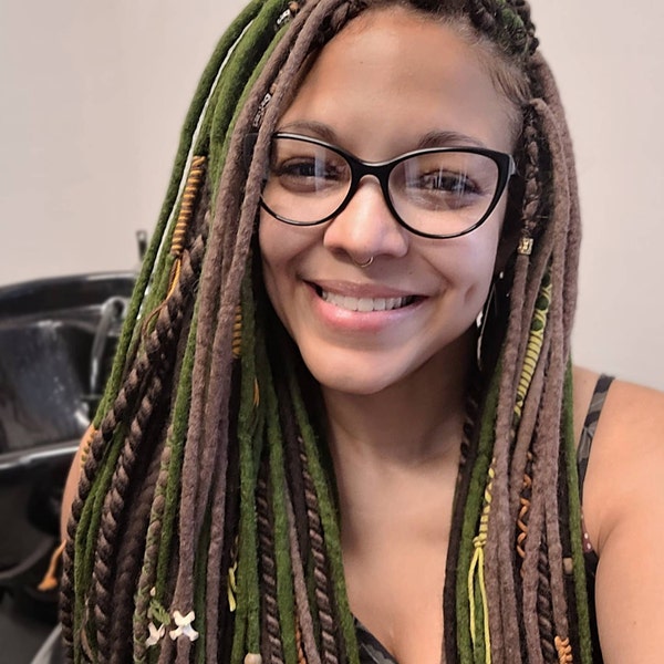Wool Double Ended Single Ended Dreadlocks Braids Senegal Green Khaki ...