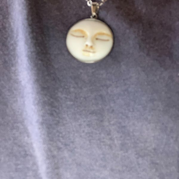 Moon With Face Necklace / Whimsigoth Jewelry / Celestial Pendant / Man ...
