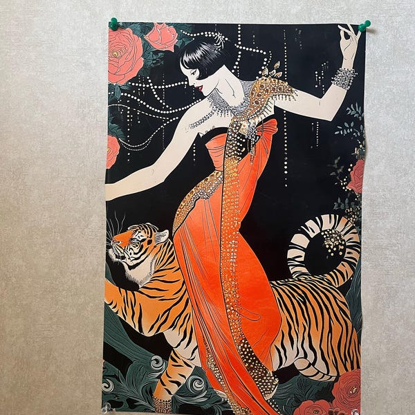 1920s Flapper Art Deco 1920s Wall Decor Vintage Wall Art Illustration ...