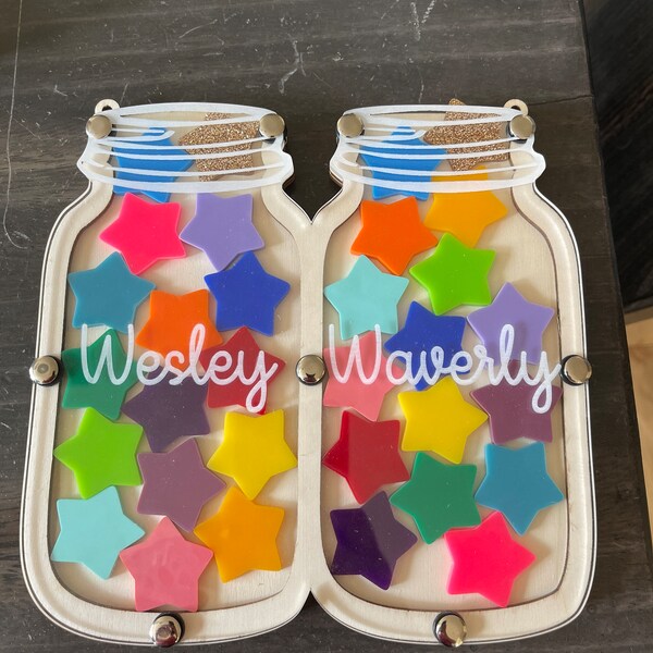 Wooden Double Reward Jar • Natural Wood Finish • Reward Chart • Good ...