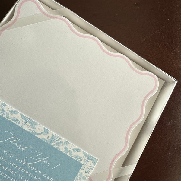 Wavy Edge Custom Notecards With Envelopes | Custom Stationery | Preppy ...