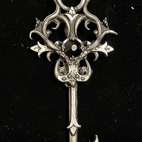 Gothic Key Pendant With Swarovski Crystal - Etsy