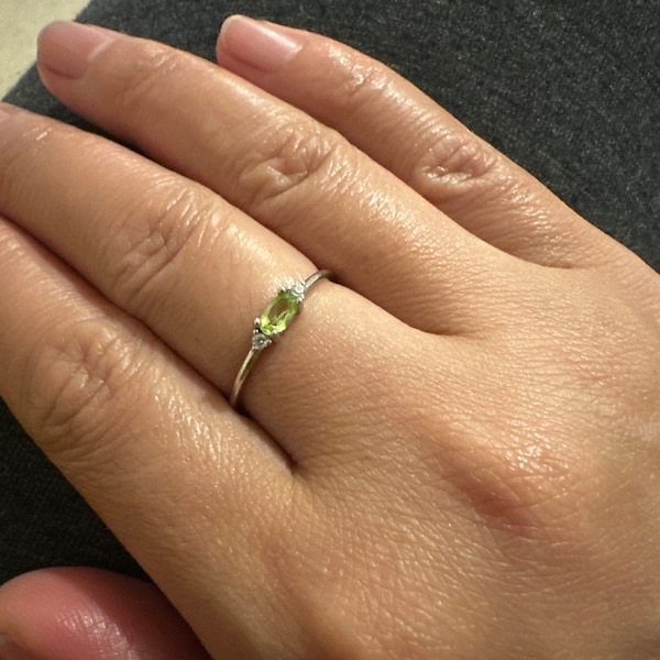 Natural Peridot Ring in Sterling Silver, Genuine Green Periot Ring ...