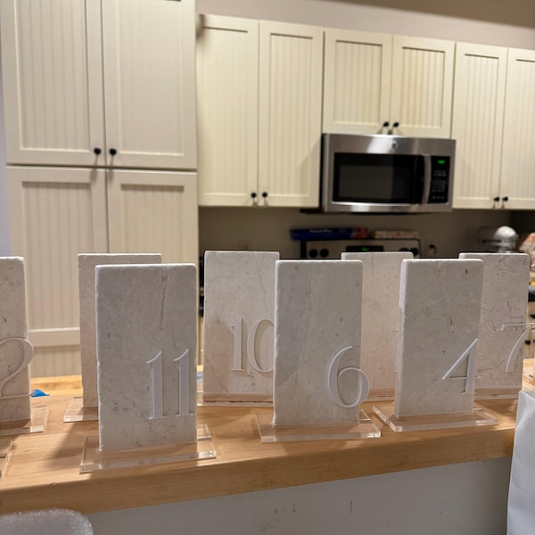 Daylight Marble and Acrylic Table Numbers | Wedding Signs | Event Signs ...