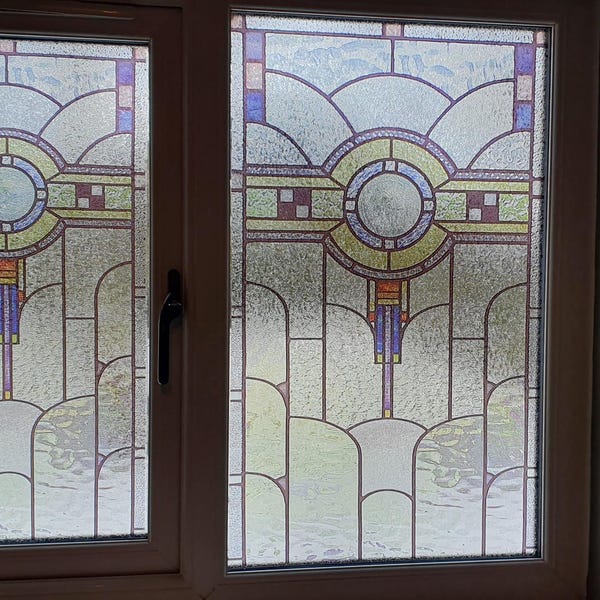 Custom Size Stained Glass Window Film Frosted Privacy Static Cling ...