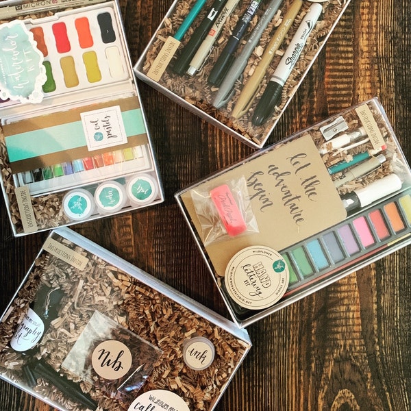 Beginner DIY Kit Set Hand Lettering Kit, Watercolor Painting Kit ...