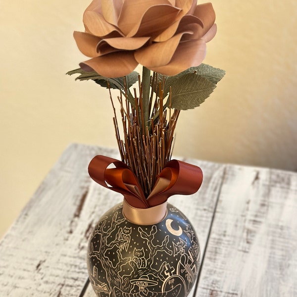 Paper Willow Rose 9th Anniversary Gift for Her / Paper Willow Wood Rose ...