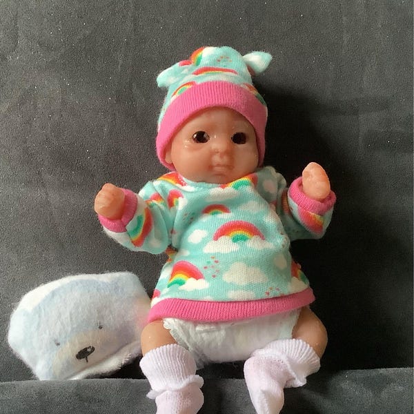 7" Inch Doll Clothes Outfit Mini OOAK Polymer Clay Baby Dolls Reborns ...