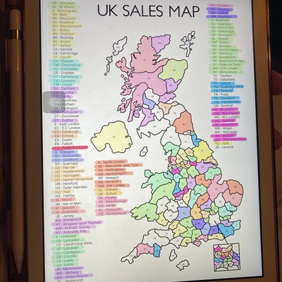 Printable UK Postcode Map, Sales Map, Orders Map, Digital File - Etsy