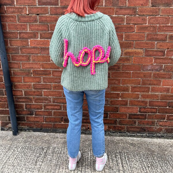 Weirdo Reworked Vintage Pastel Pink Hand Knitted Jumper. Quirky Hand ...