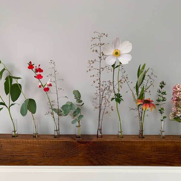 Test Tube Vase With 10 Glass Test Tubes • Handmade Eco Friendly Wooden ...