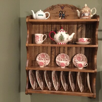 Teacup Shelf, Teacup Display, Custom Shelf, Hand Carved Teacup ...