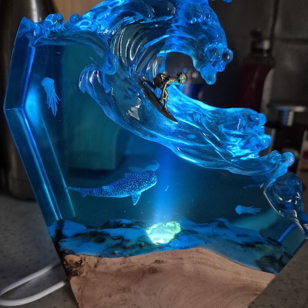 Volcano Resin Night Lights-volcano Erupting Resin Lamp-3d Resin LED ...