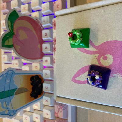 Cat Cactus With Blooming Flower Artisan Keycap Handmade Animal Keycap ...