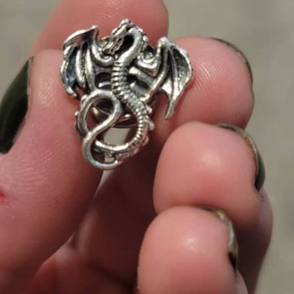 Dragon Lapel Pin Small Silver Tie Tack Brooch - Etsy