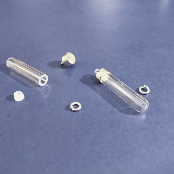 Vials Pendants With Short Sterling Silver Caps 6mm (tubes/globes/heart ...