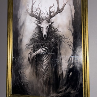 Guardian of Forest Dark Cottagecore Decor, Gothic Wall Art, Woodland ...