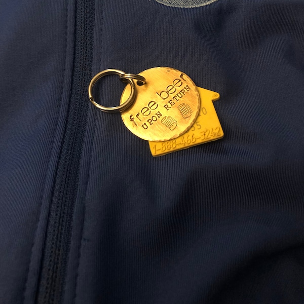 Custom Hand Stamped Dog ID Tag, Free Beer, Personalized Dog Tag, Copper ...