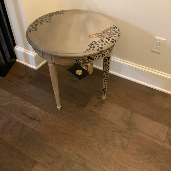 Whimsical Bedazzled Hand-painted Pink Accent Side Table - Etsy