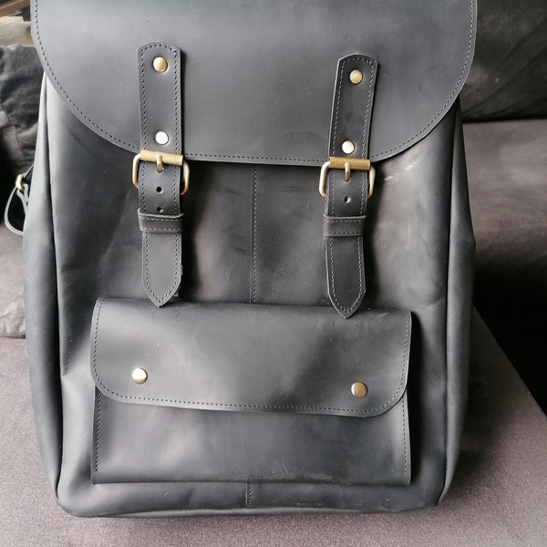 Backpack for Men, Fathers Day Gift, Leather Haversack, Large Backpack ...