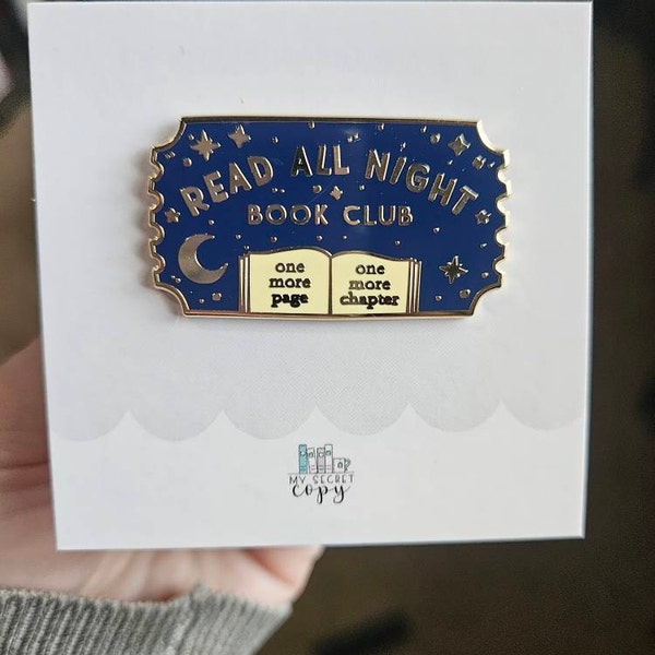 Read All Night Book Club Enamel Pin | Bookworm Enamel Pin | Gifts for ...