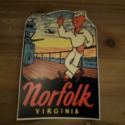 Vintage 1950's Style Norfolk VA Virginia Retro Travel Decal Sticker ...