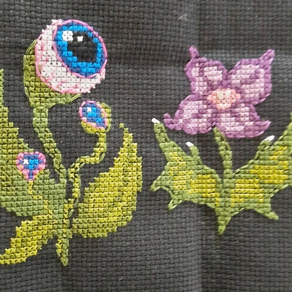 Creepy Floral Cross Stitch Pattern Pdf Bundle, Gothic Embroidery Design ...