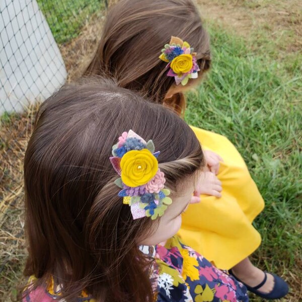 Felt Flower Hair Clips, Felt Rosette Hair Clips, Hair Clip Sets, Girl ...