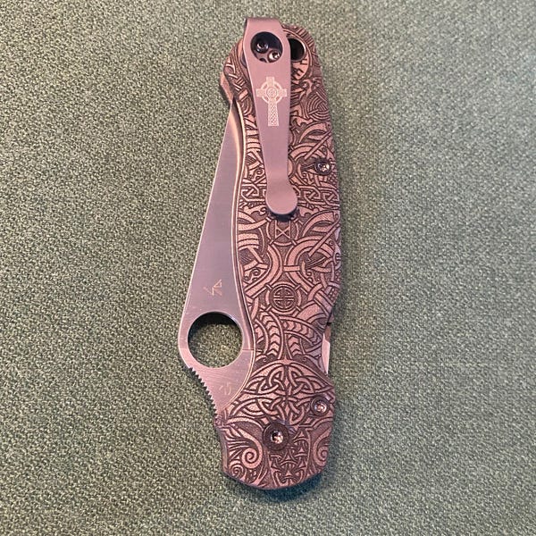 MINI Bugout Crossfade Micarta Scales Natural Linen Flytanium Gear Knife ...
