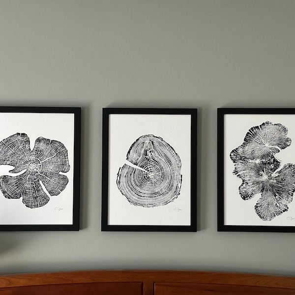 Old Ash Tree Ring Print, Tree Ring Wall Art, 24x36 Linocut Oversized ...