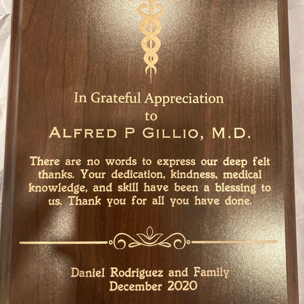 Doctor Thank You Gift | Appreciation Plaque in Recognition of Medical ...