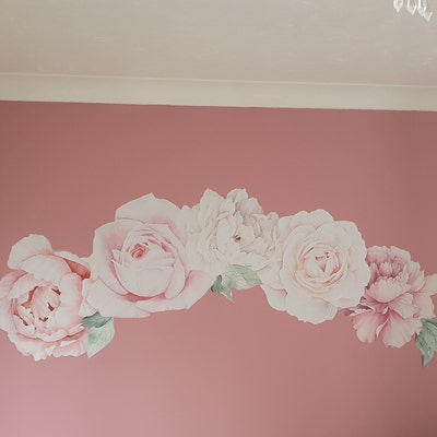 Classic Pink Peony & Rose Wall Decals - Etsy