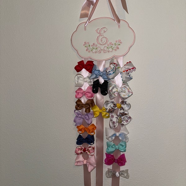 Embroidered Bow Holder | Monogrammed Bow Holder | Girls Personalized ...