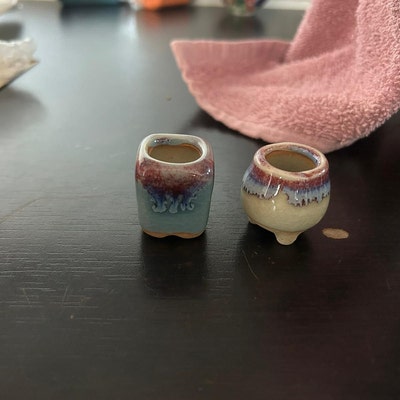 Double-sided Hand-painted Ceramic Small Vase,flat Shape Vase,unique ...