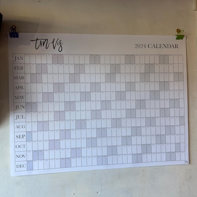 Large Personalized Monthly Wall Calendar With Wood Hanger 12 Months ...