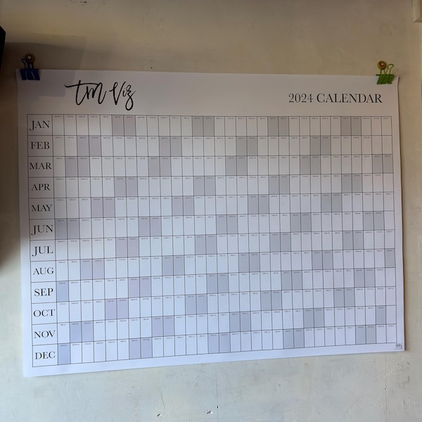 Large Personalized Wall Calendar With FREE Wood Hanger - 12 Months | 24 ...